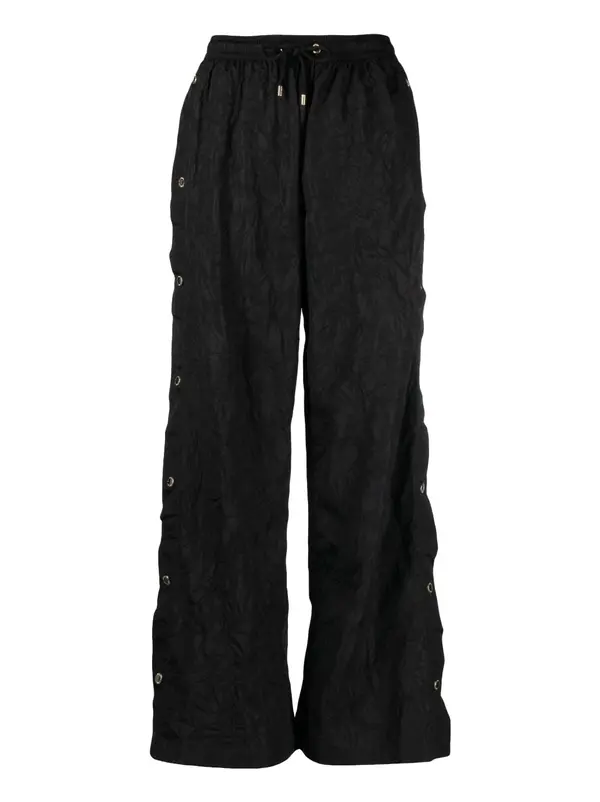 P.E Nation Volley Crinkled Wide-leg Trousers - Black