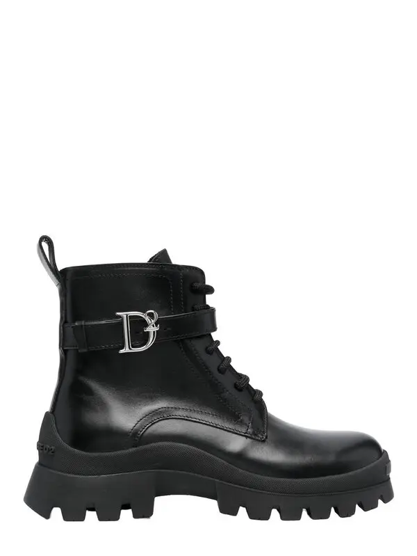 Dsquared2 Logo-buckle Leather Ankle Boots - Black