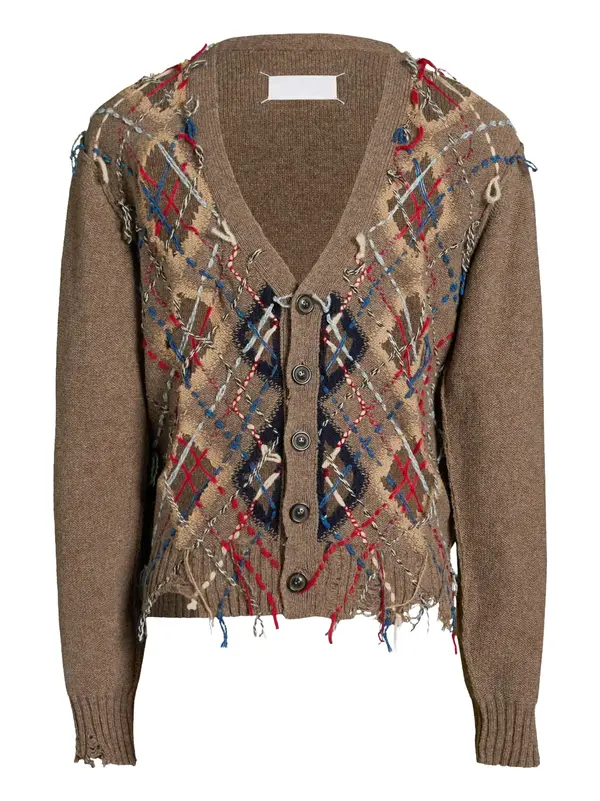 MAISON MARGIELA Intarsia Knit Cardigan - Brown