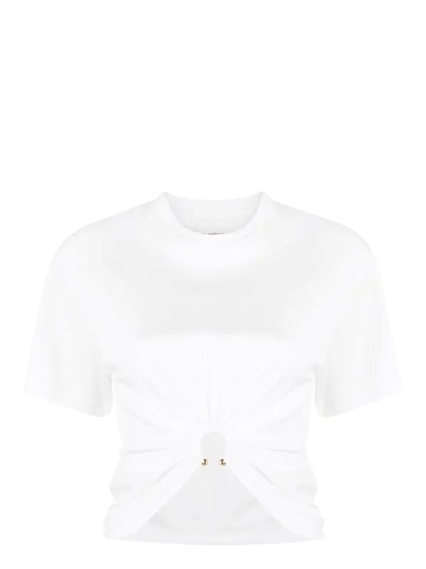 Rabanne Gathered Cotton T-shirt - White