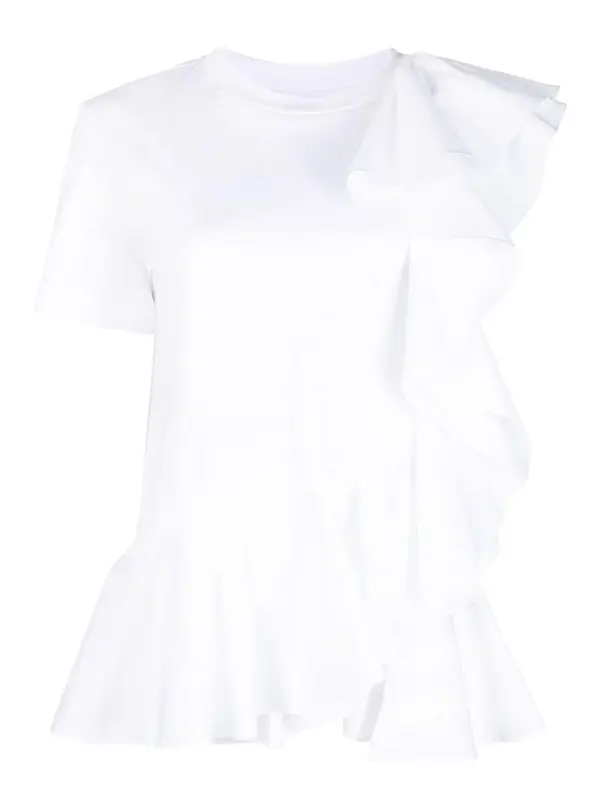 Alexander McQueen Asymmetric Ruffled T-shirt - White