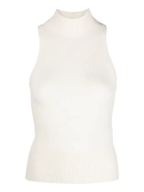 Patou Mock-neck Knit Top - White