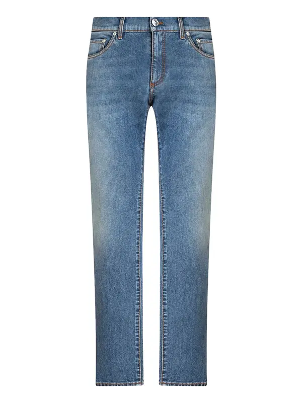 Etro Logo-embroidered Straight-leg Jeans - Blue