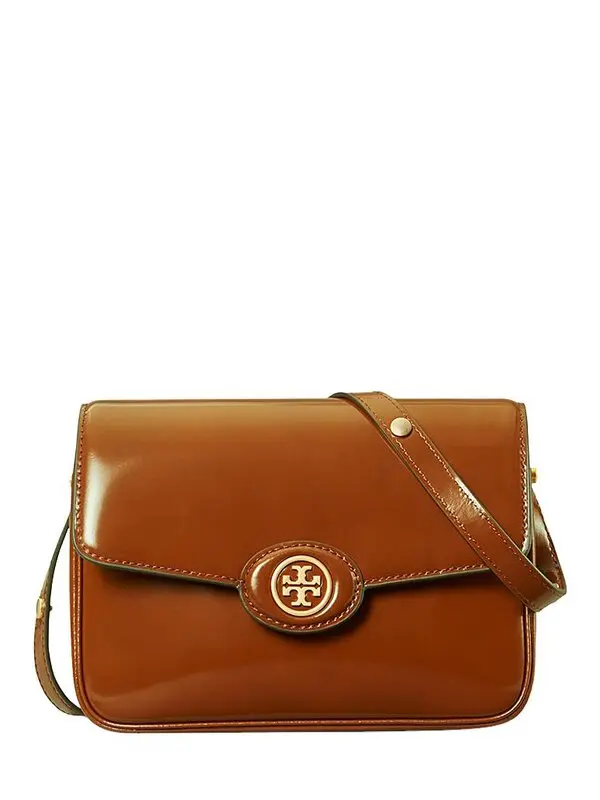Tory Burch Robinson Spazzolato Leather Convertible Shoulder Bag - Dark Sienna