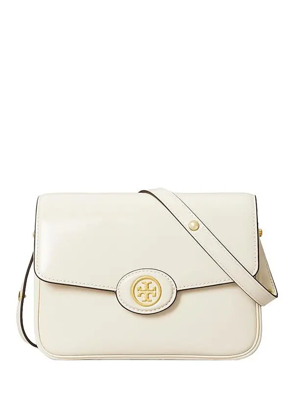Tory Burch Robinson Spazzolato Leather Convertible Shoulder Bag - Shea Butter/brass