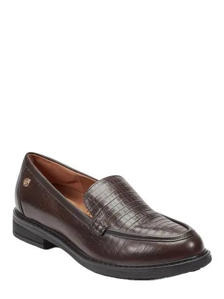 Easy Spirit Jaylin Leather Loafer - Dark Brown Print