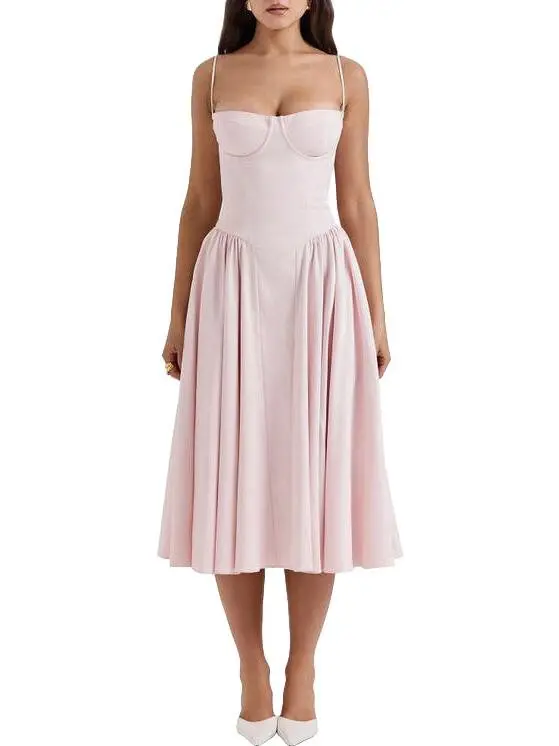 House Of Cb Samaria Corset Fit & Flare Dress - Pink Salt