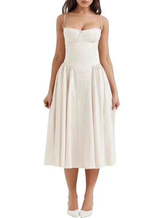 House Of Cb Samaria Corset Fit & Flare Dress - Vintage Cream