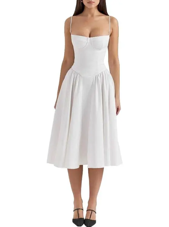 House Of Cb Samaria Corset Fit & Flare Dress - White