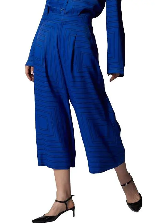 Equipment Thoras Crop Wide Leg Trousers - Surrealist Blue And True Black