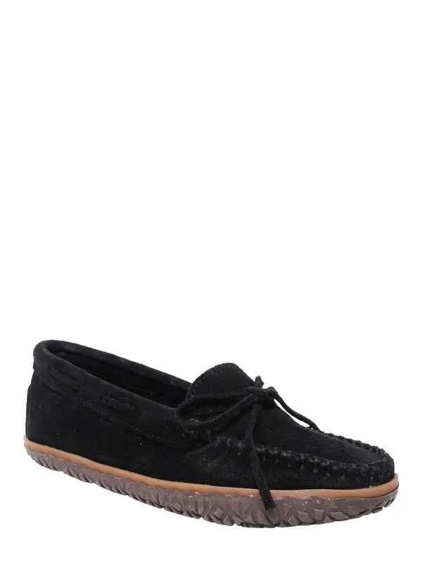 Minnetonka Tie Tread Slipper - Black