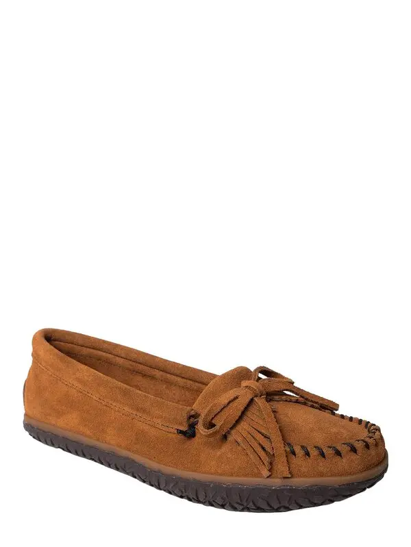 Minnetonka Kilty Tread Slipper - Brown