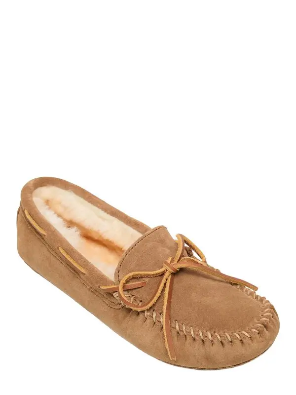 Minnetonka Genuine Shearling Softsole Slipper - Tan