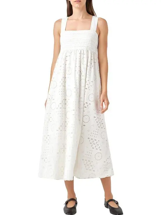 English Factory Broderie Anglaise Cotton Sundress - White