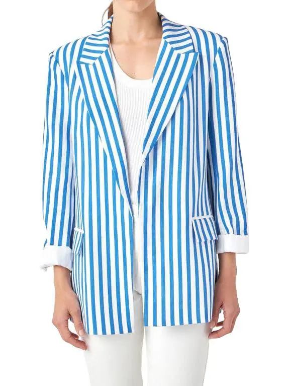 English Factory Striped Blazer - Blue Stripe
