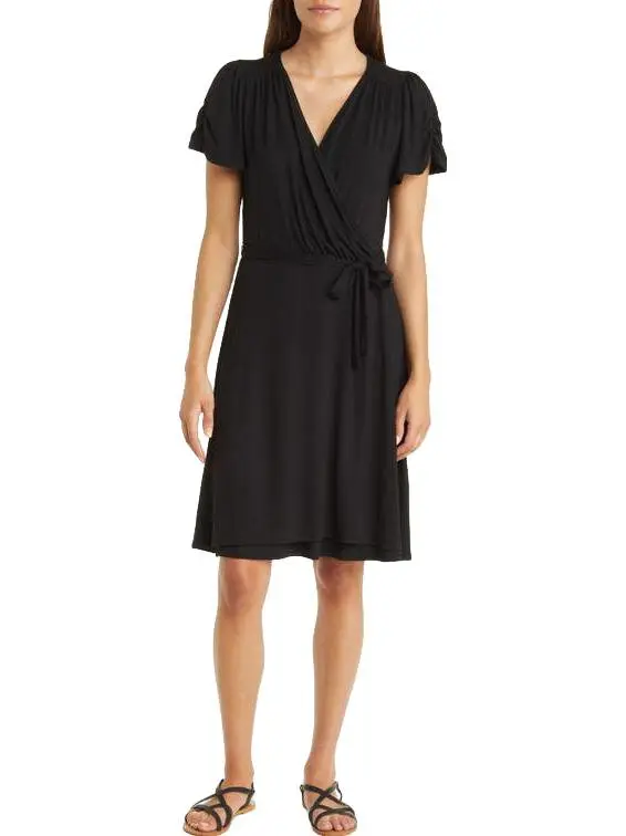 Loveappella Faux-wrap Dress - Black