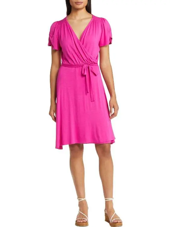 Loveappella Faux-wrap Dress - Magenta