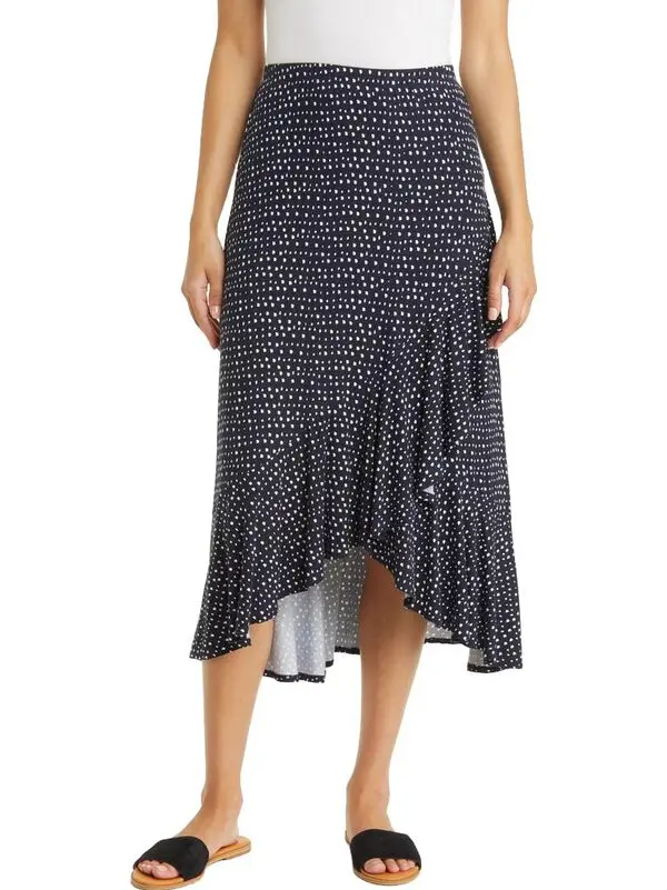 Loveappella Flounce Midi Skirt - Black/ivory
