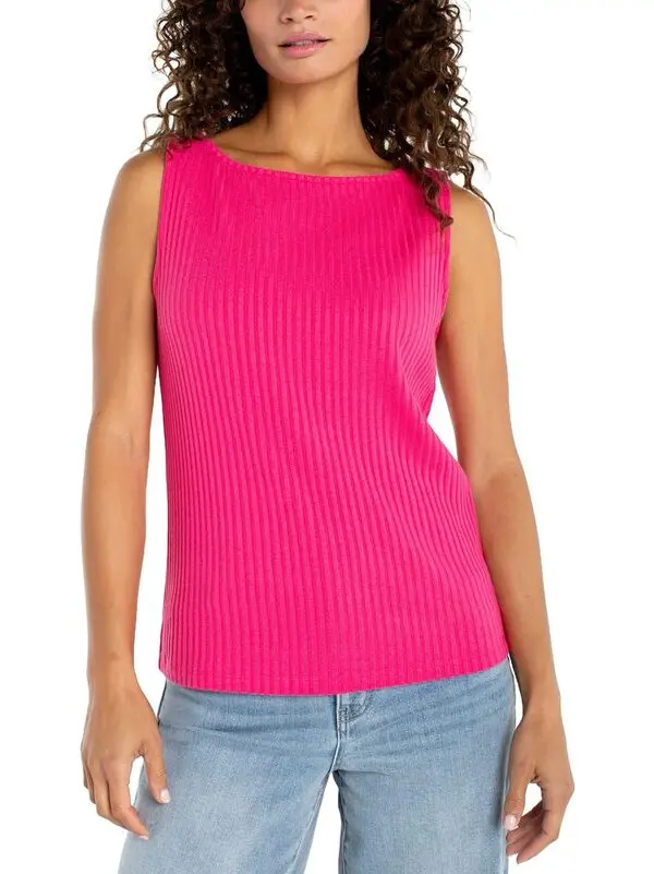 LIVERPOOL Rib Boat Neck Tank - Diva Pink