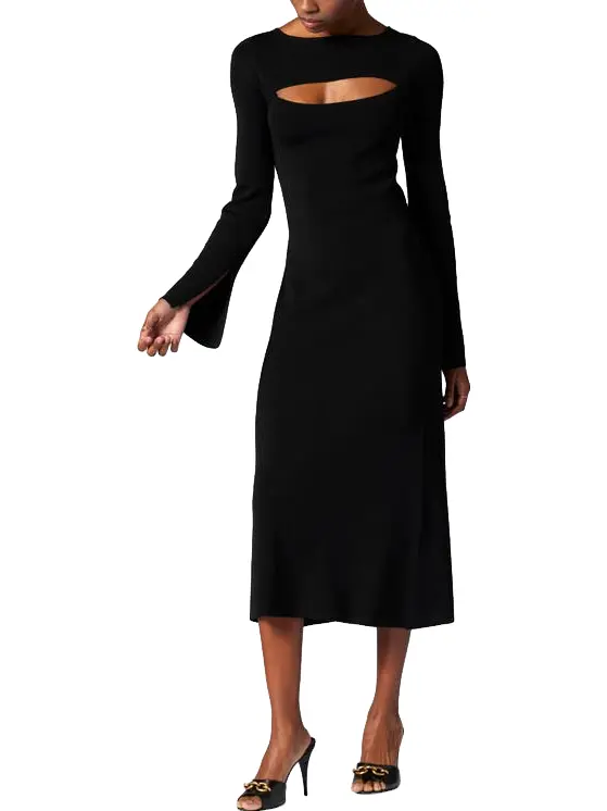 Equipment Emelienne Long Sleeve Cutout Dress - True Black