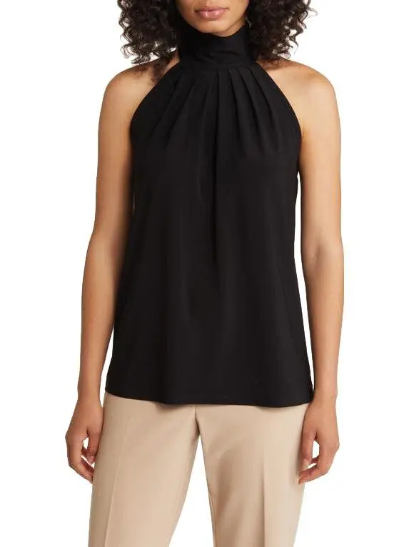 Anne Klein Journey Pleated Halter Top - Anne Black