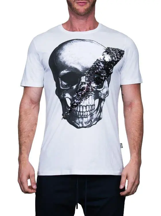 MACEOO Skull Disco Graphic Crew T-shirt - White