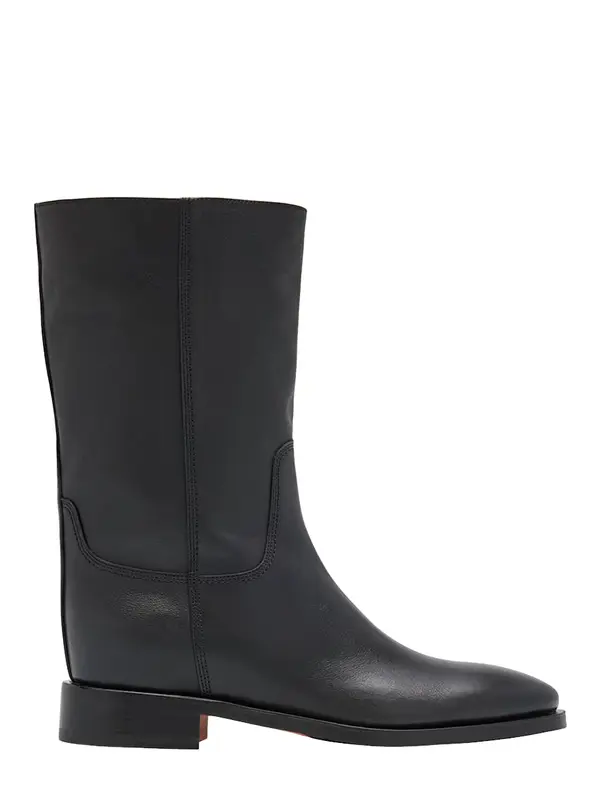 Santoni Leather Mid Boots - Black