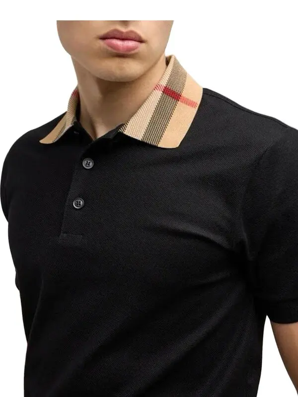 Burberry Apos;s Cody Check-collar Polo Shirt - Black