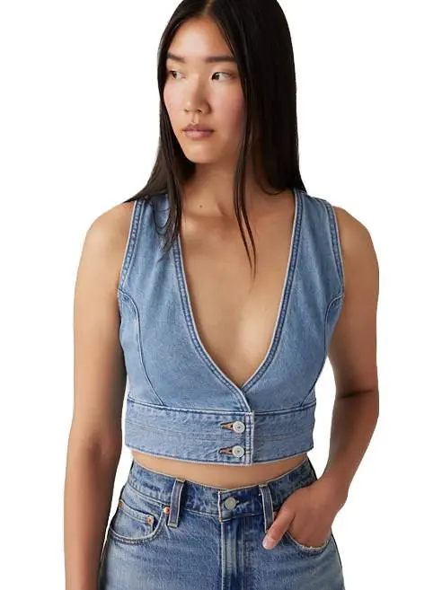 LEVI'S Raine Denim Crop Top - Indigo Stonewash