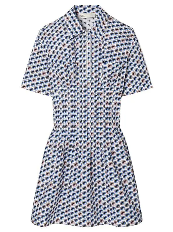 Tory Burch Printed Cotton Poplin Mini Dress - Blue Candy Dots