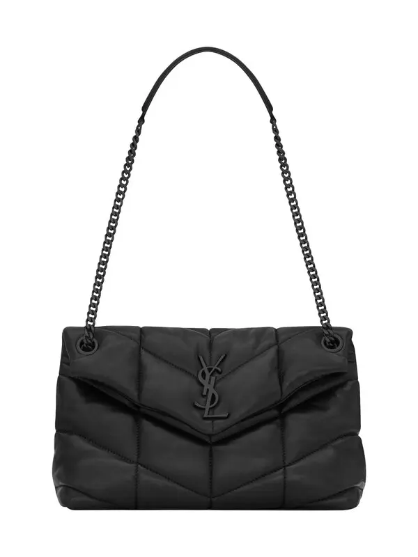 Saint Laurent Leather Puffer Shoulder Bag - Black