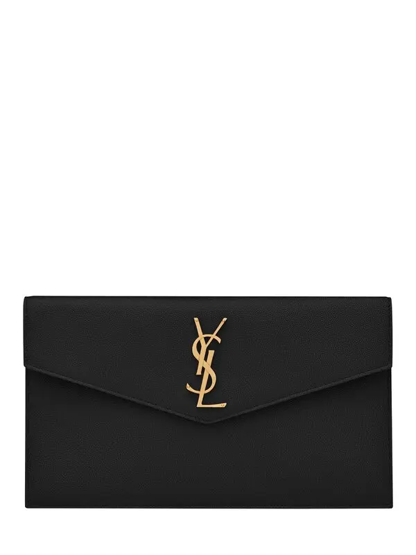 Saint Laurent Leather Uptown Clutch Bag - Black