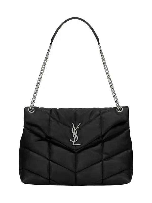 Saint Laurent Loulou Puffer Matelassé Shoulder Bag - Black