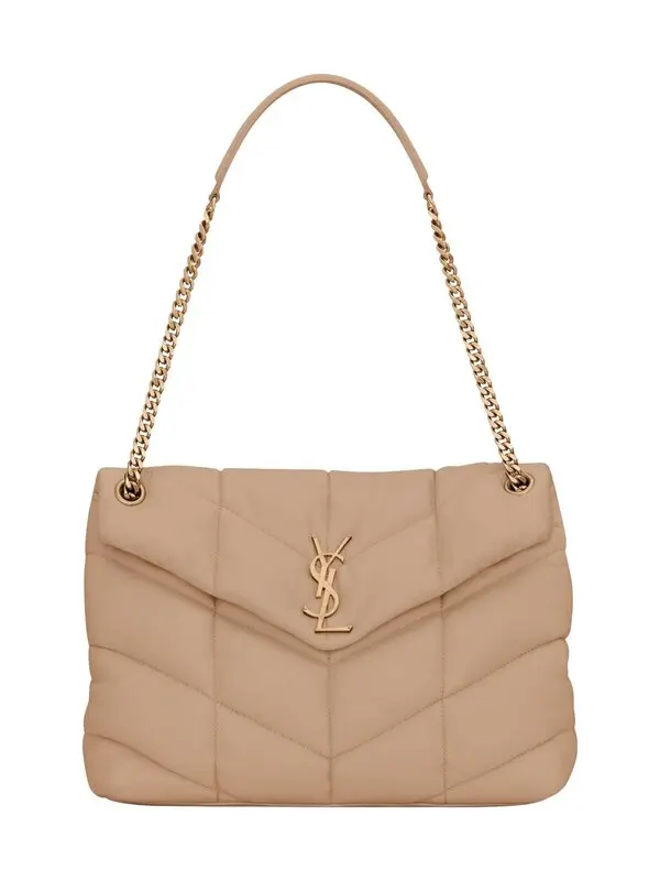 Saint Laurent Loulou Puffer Shoulder Bag - Beige