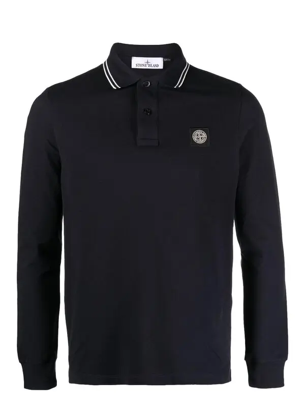 Stone Island Compass-motif Piqué Polo Shirt - Blue