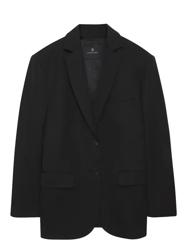 ANINE BING Quinn Single-breasted Wool Blazer - Black