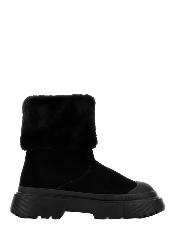 Hogan Faux-fur Lined Suede Boots - Black