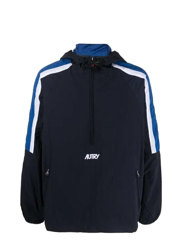 AUTRY Logo-embroidered Hooded Windbreaker - Blue