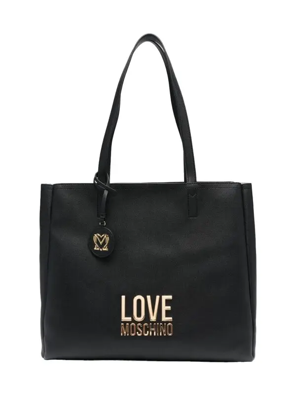 Moschino Logo Plaque Shoulder Bag - Black