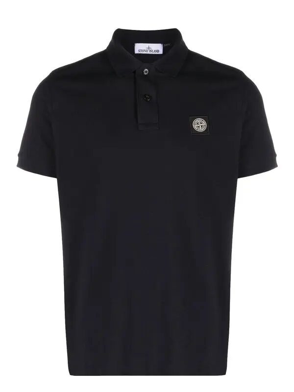 Stone Island Compass Logo-embroidered Cotton Polo Shirt - Blue