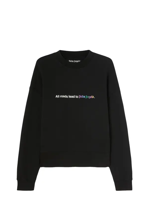 Palm Angels All Roads Slogan Sweatshirt - Black