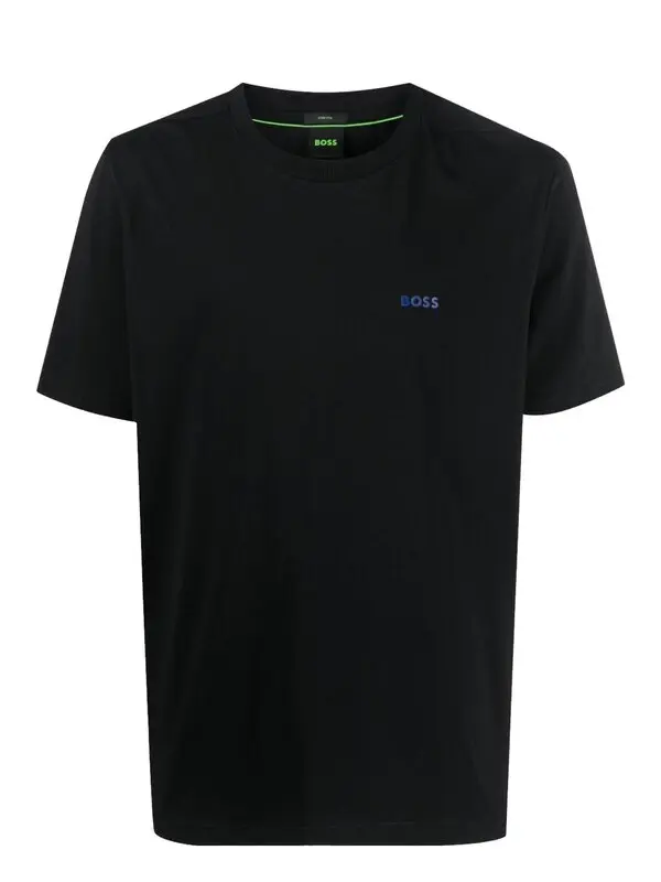 BOSS Logo-print Tape-detailing T-shirt - Black