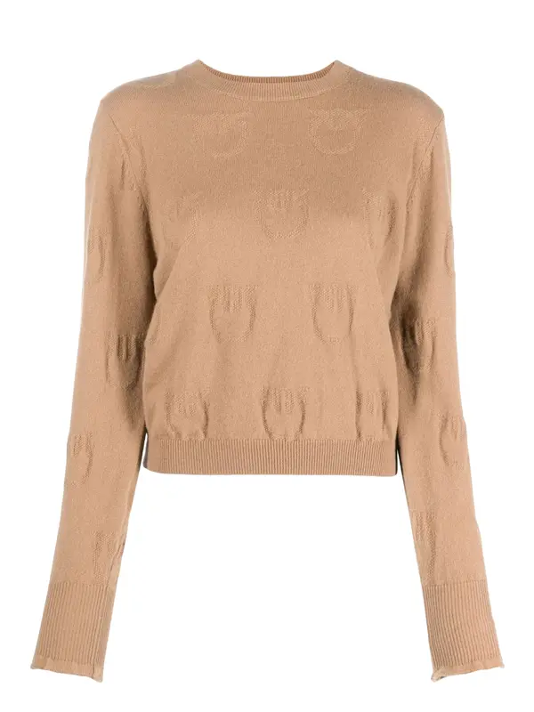 Pinko Logo-debossed Cashmere Top - Brown