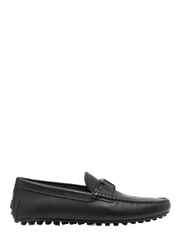 TOD'S Logo-plaque Leather Loafers - Black