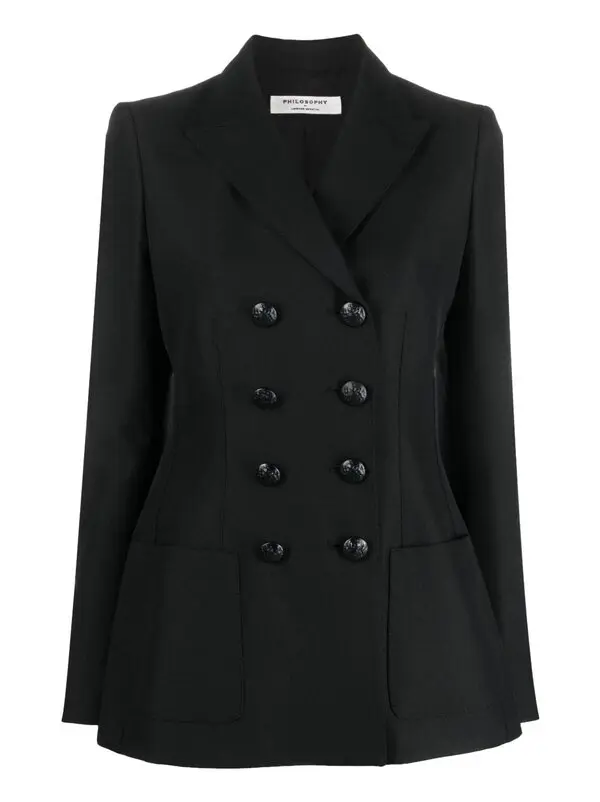 Philosophy Di Lorenzo Serafini Embossed-button Double-breasted Blazer - Black