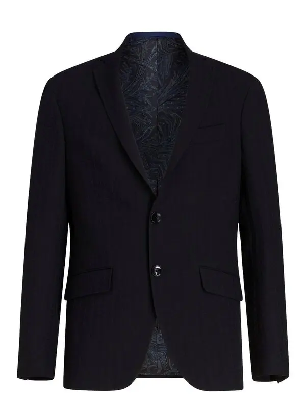 Etro Notched-lapels Virgin Wool-blend Blazer - Black