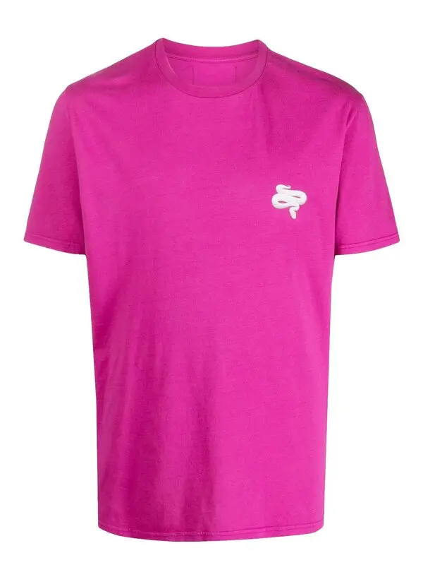 LES HOMMES Snake-print Cotton T-shirt - Pink