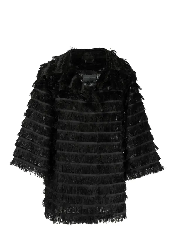 Alberta Ferretti Long-sleeves Fringed Jacket - Black
