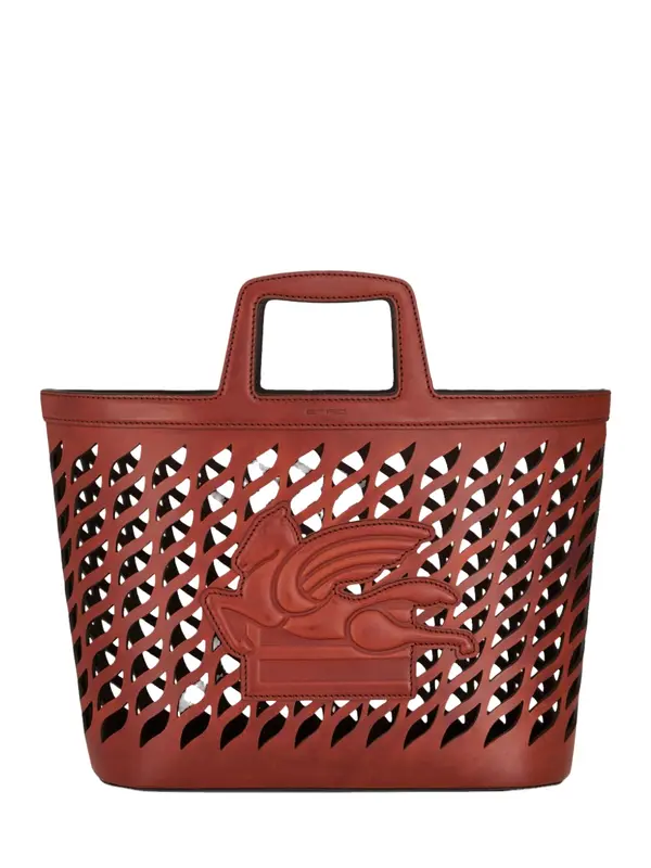 Etro Pegasus Embossed Leather Shopper - Brown
