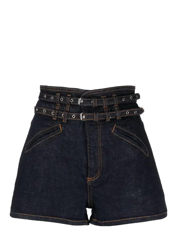 Philosophy Di Lorenzo Serafini High-waisted Belted Denim Shorts - Blue
